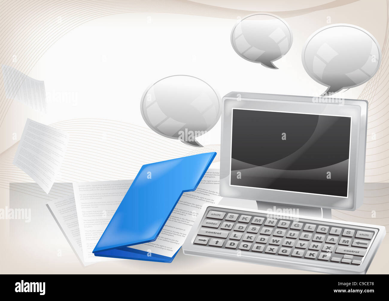 File of papers and a computer Stock Photo - Alamy