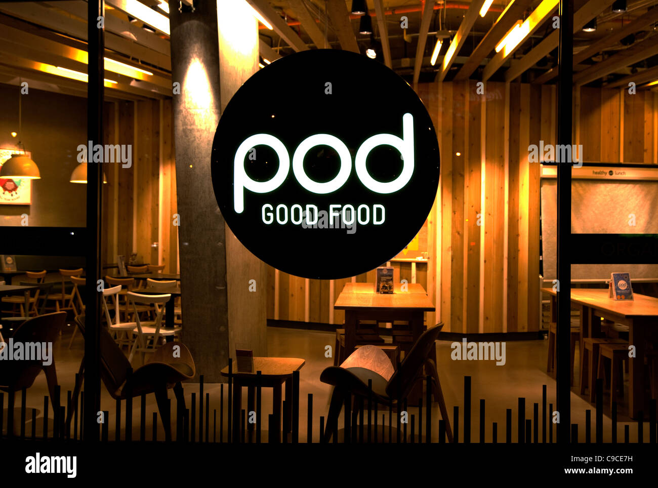 Branch of Pod restaurants at night (closed), London Stock Photo - Alamy
