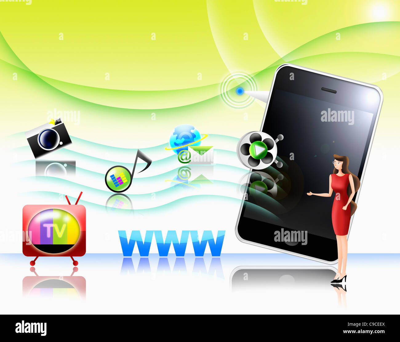 Various functions of the smart phone Stock Photo - Alamy