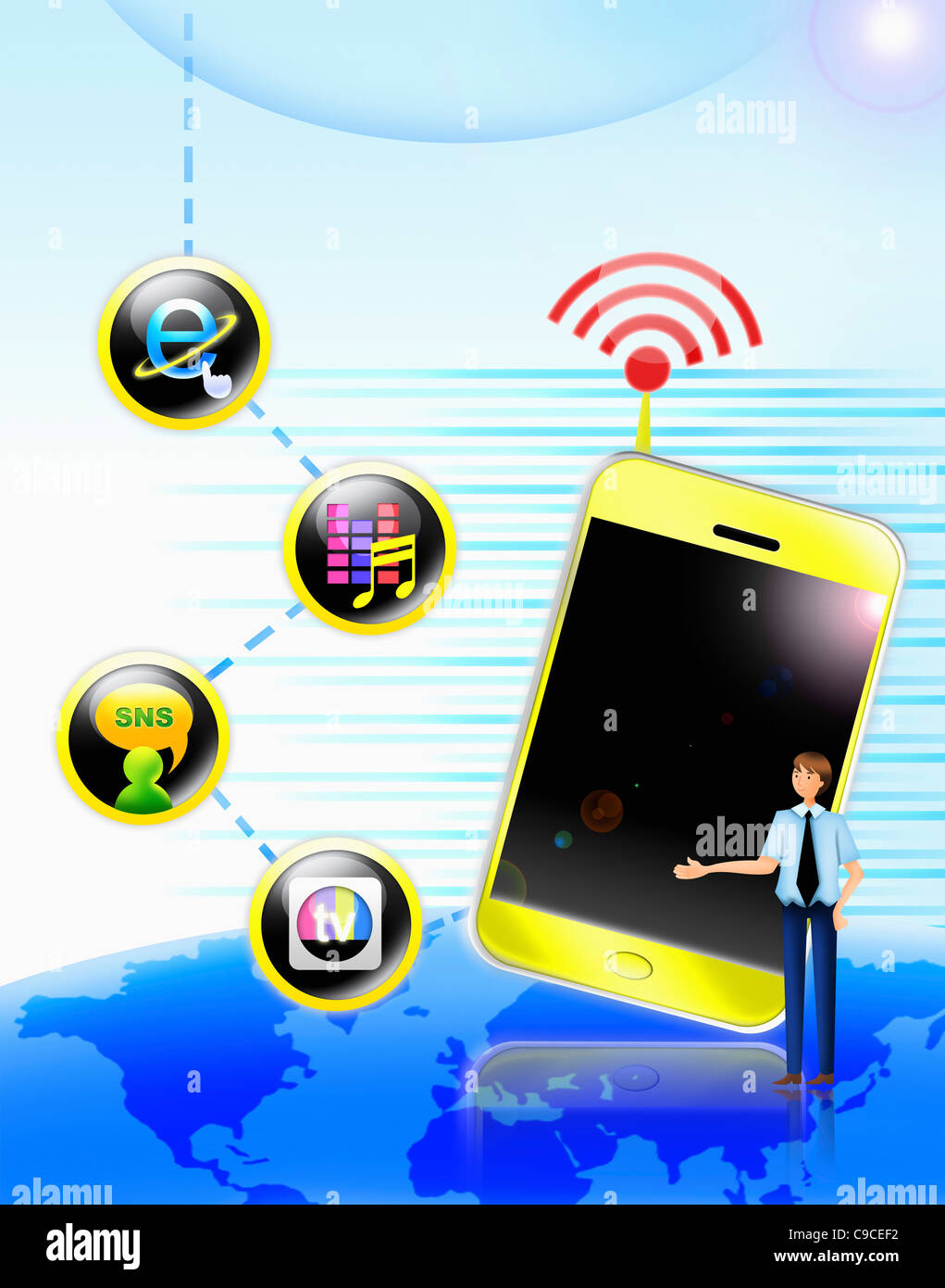 The internet connection functions of the smart phone Stock Photo - Alamy