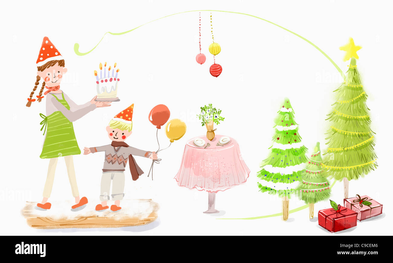 Woman christmas party food Cut Out Stock Images & Pictures - Alamy