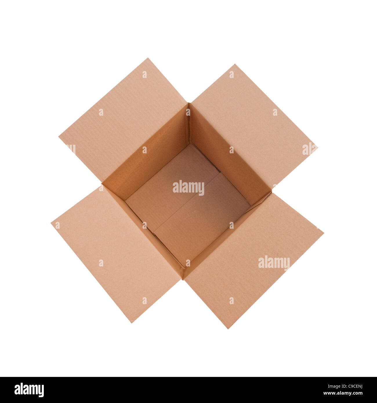 Open, empty corrugated cardboard box, isolated Stock Photo - Alamy