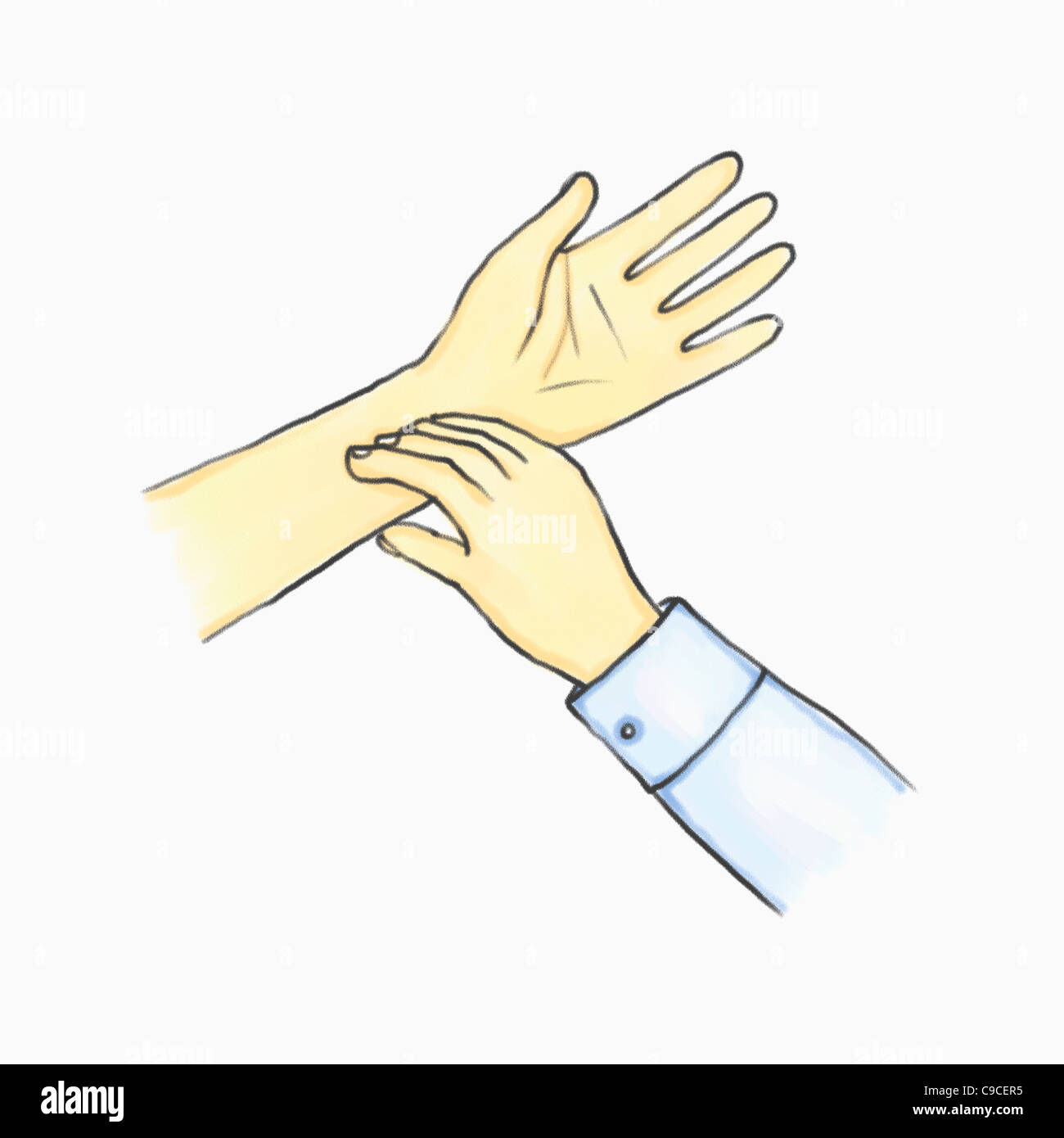 Illustration of act of counting pulse Stock Photo - Alamy