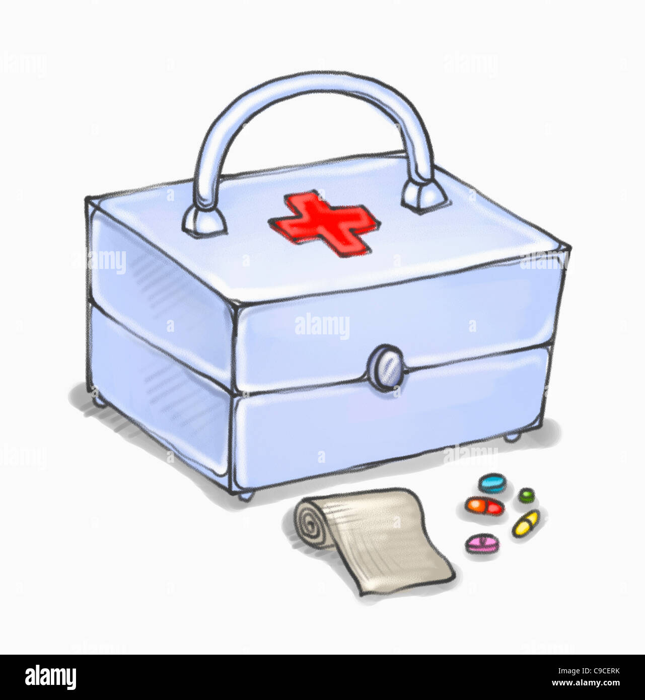 Illustration of emergency kit Stock Photo - Alamy