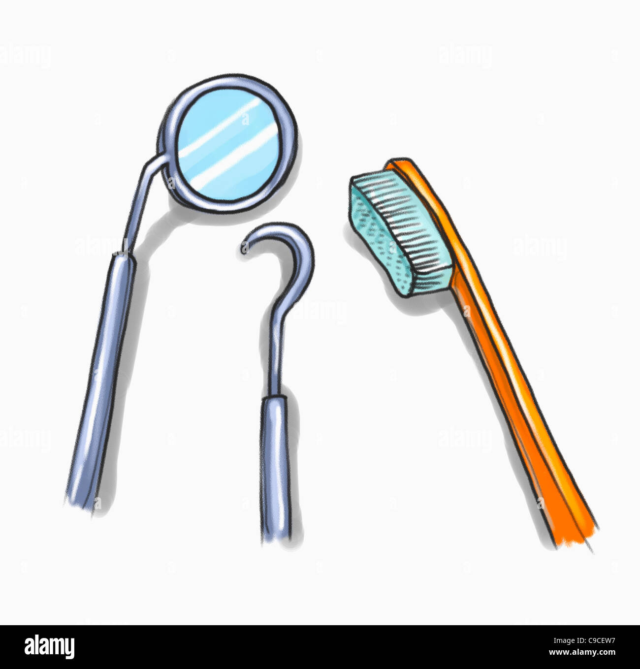 Illustration of dentist tools Stock Photo - Alamy