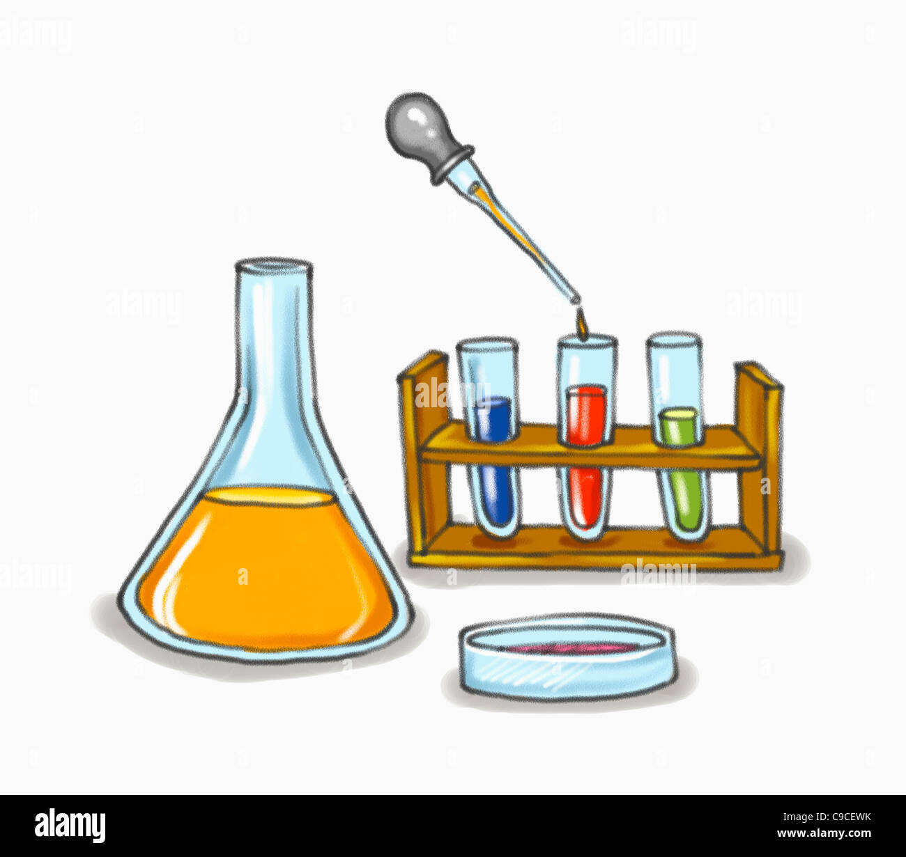 Illustration of bottles with fluids Stock Photo - Alamy
