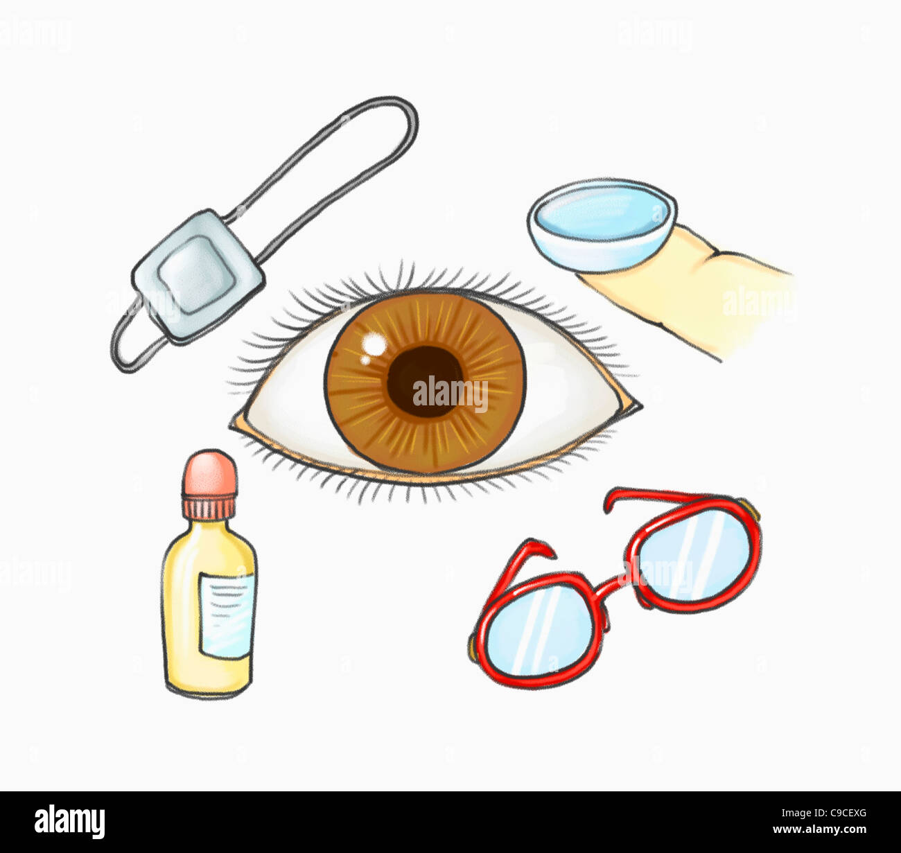 Illustration of eye related symbols Stock Photo - Alamy