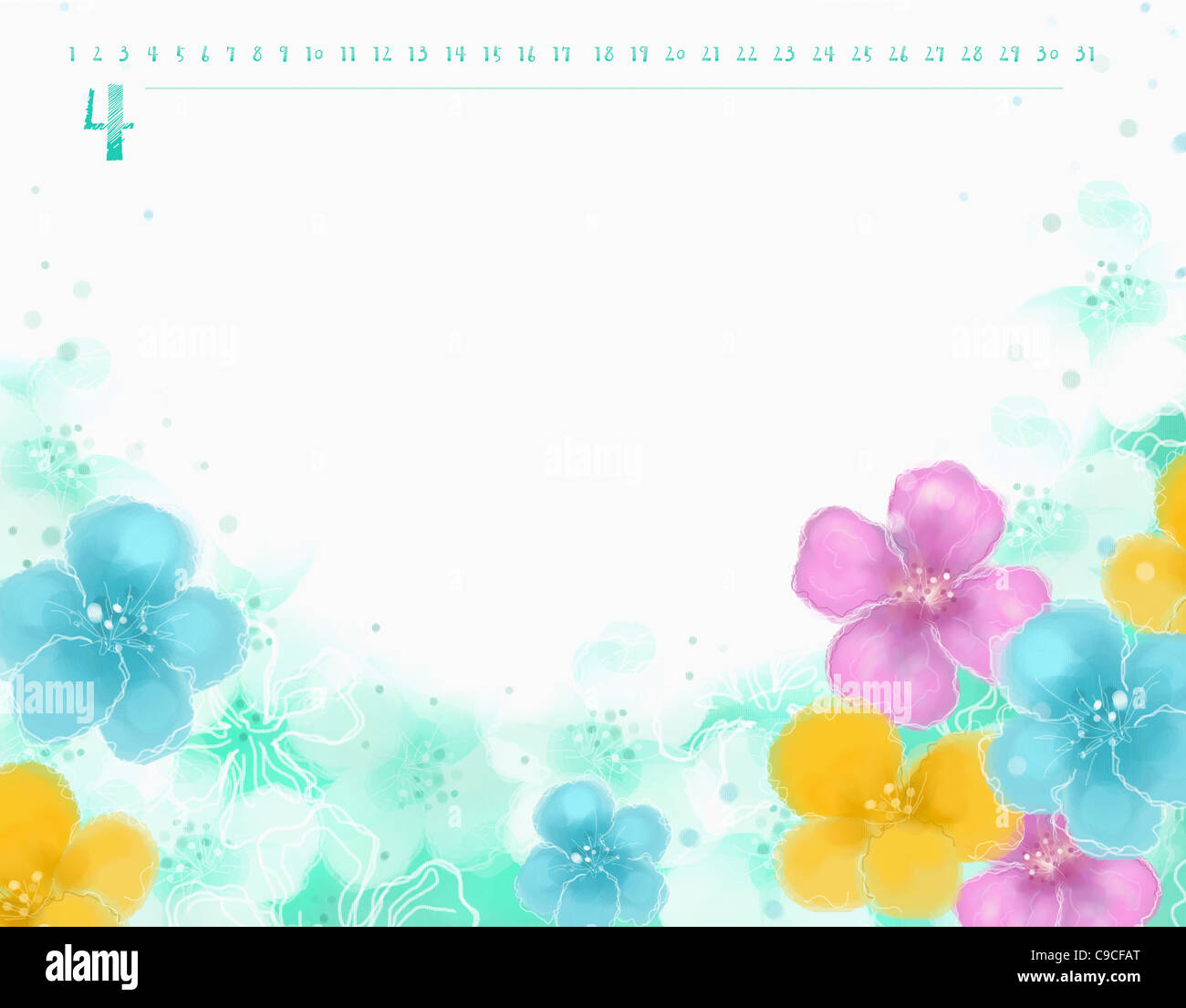 Calendar of April with flowers in pastel Stock Photo - Alamy