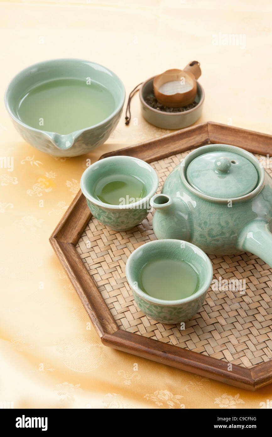 Classical jade tea set Stock Photo - Alamy