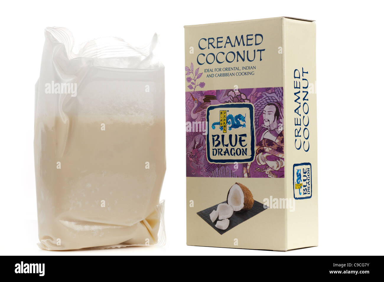 Box of Blue dragon creamed coconut Stock Photo - Alamy