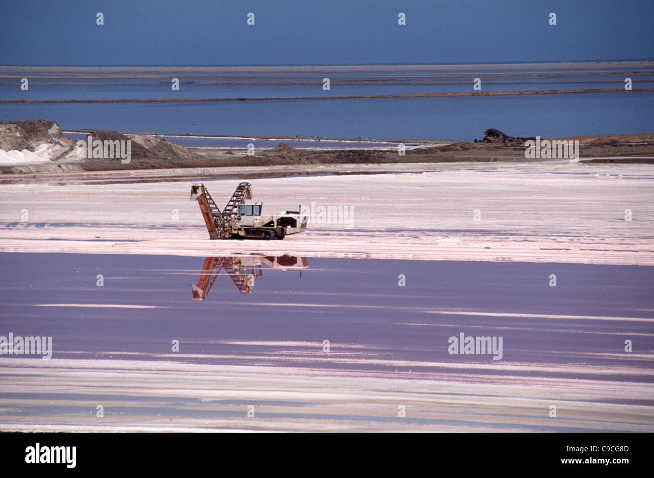 Namibia, Southern Africa, Walvis Bay, Sea Salt drying pans on the ...