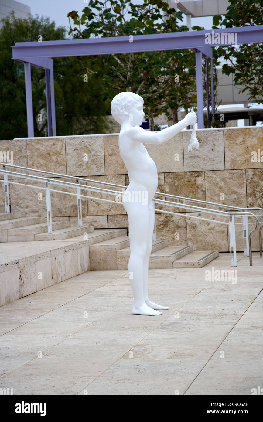 Painted fiberglass sculpture 'Boy With Frog' by Charles Ray at Getty ...