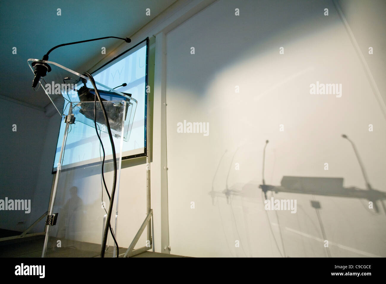 Podium in conference room Stock Photo - Alamy