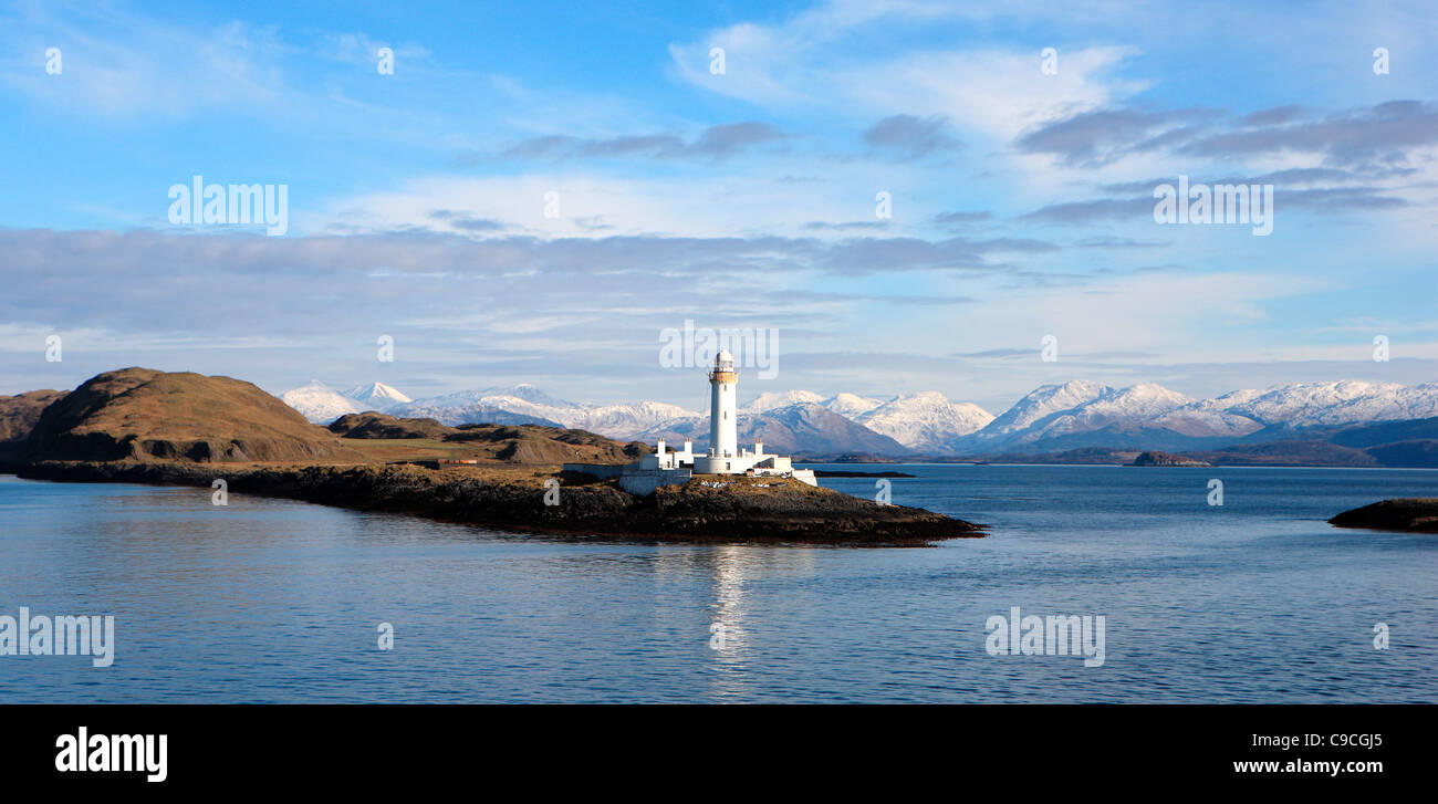 Lismore Lighthouse in the sound of Mull on the west coast of Scotland ...