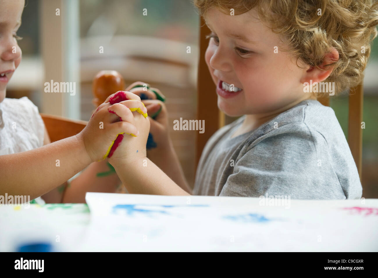 Little Girls Holding Hands Painting