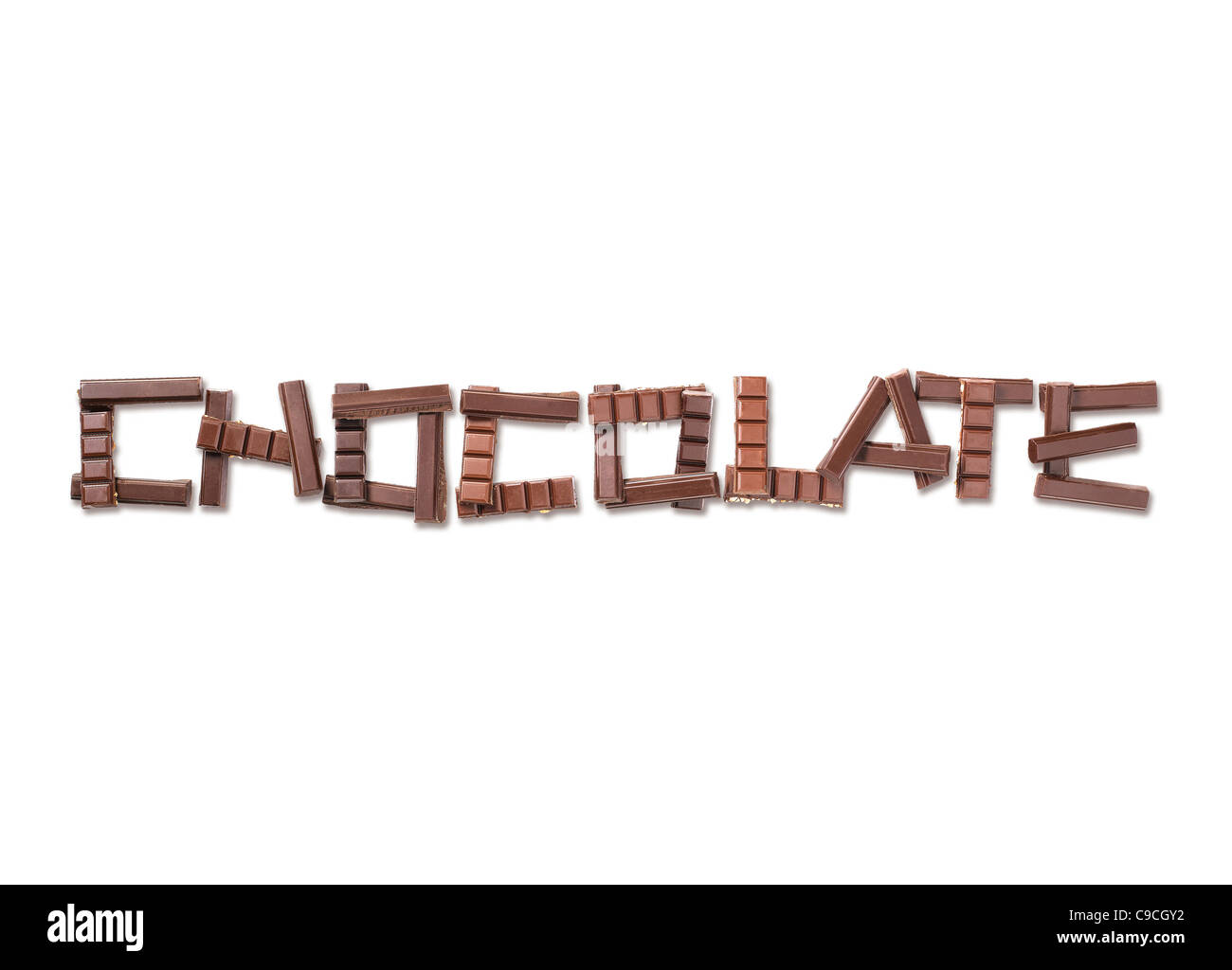 The word "chocolate" written with pieces of chocolate Stock Photo - Alamy