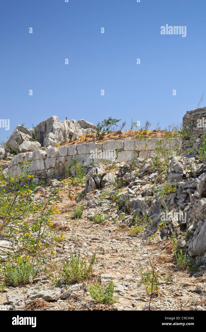 Spartan tropaion base ruins on Symi Island, Greece Stock Photo - Alamy