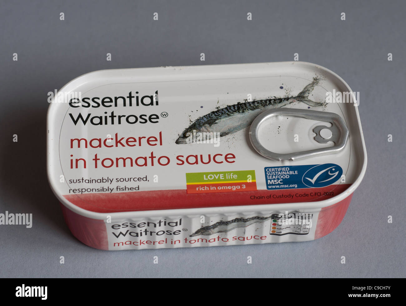Tin of Waitrose mackerel in tomato sauce Stock Photo - Alamy