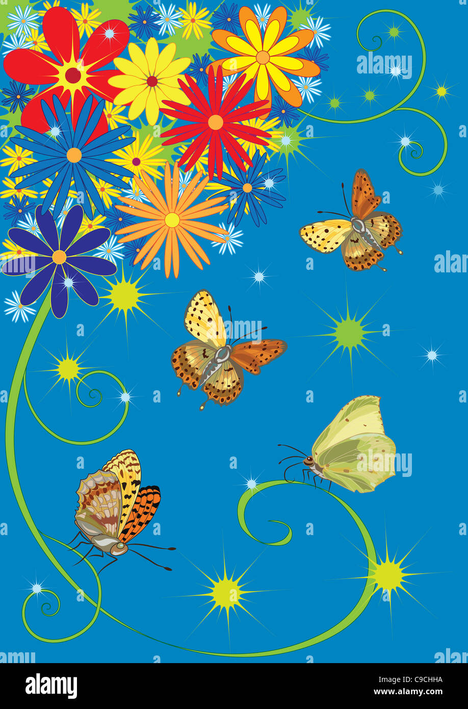 Butterflies around flowers hi-res stock photography and images - Alamy