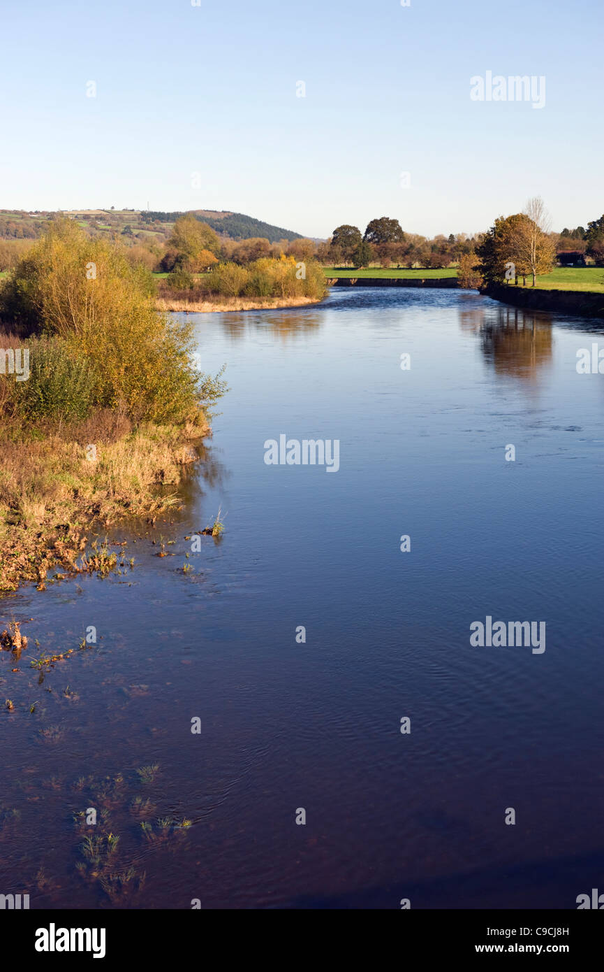 River Wye looking downstream at Glasbury-on-Wye Powys Wales UK Stock ...