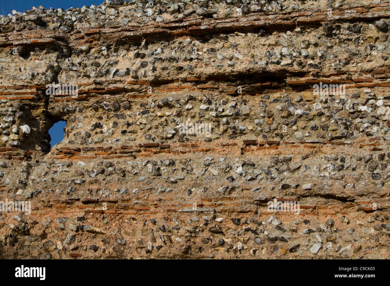 A close-up view showing construction of the walls of the Roman Fort at ...