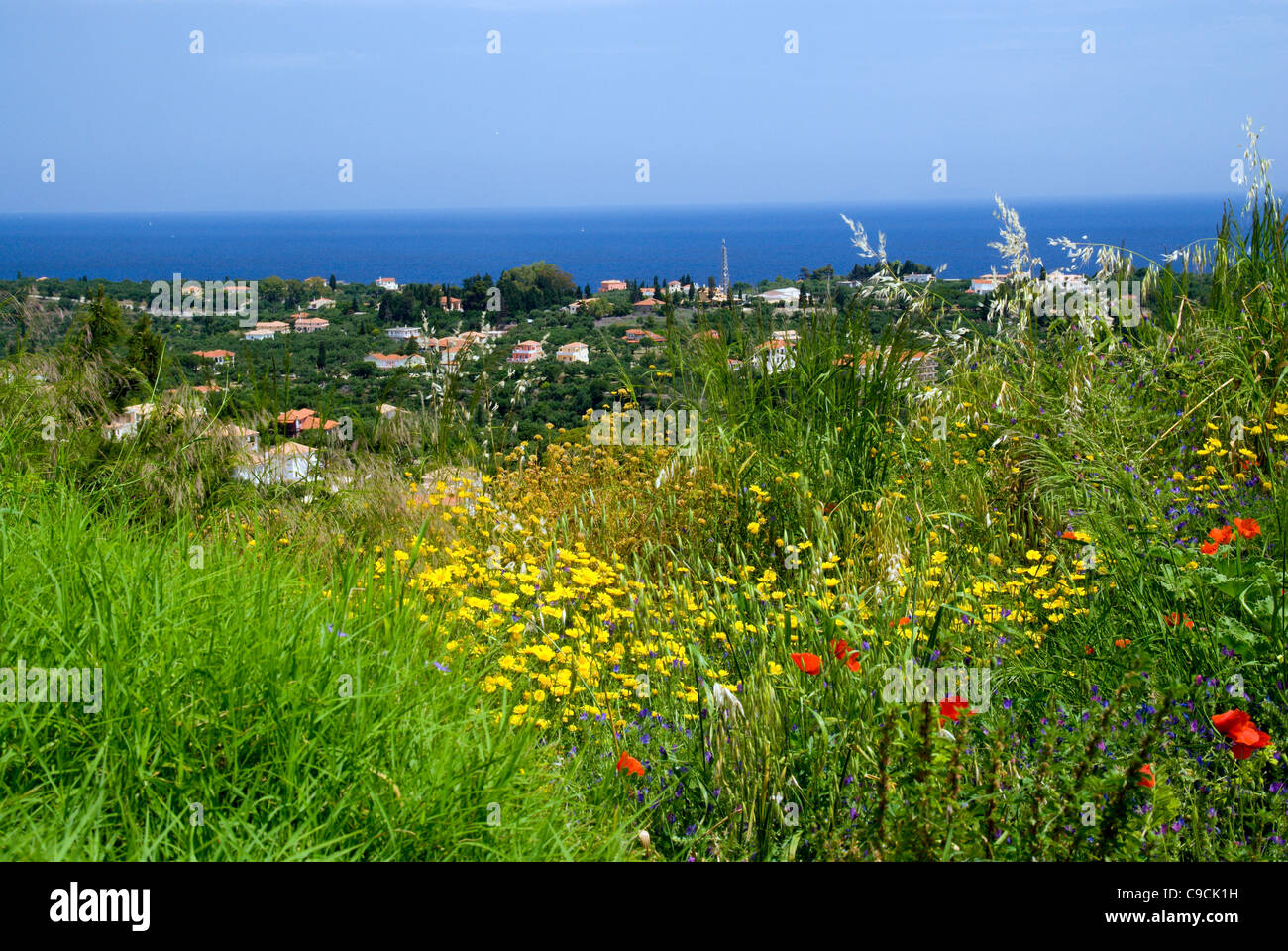 view of zante/zakynthos from the venitian fort bohali,zakynthos, ionian ...