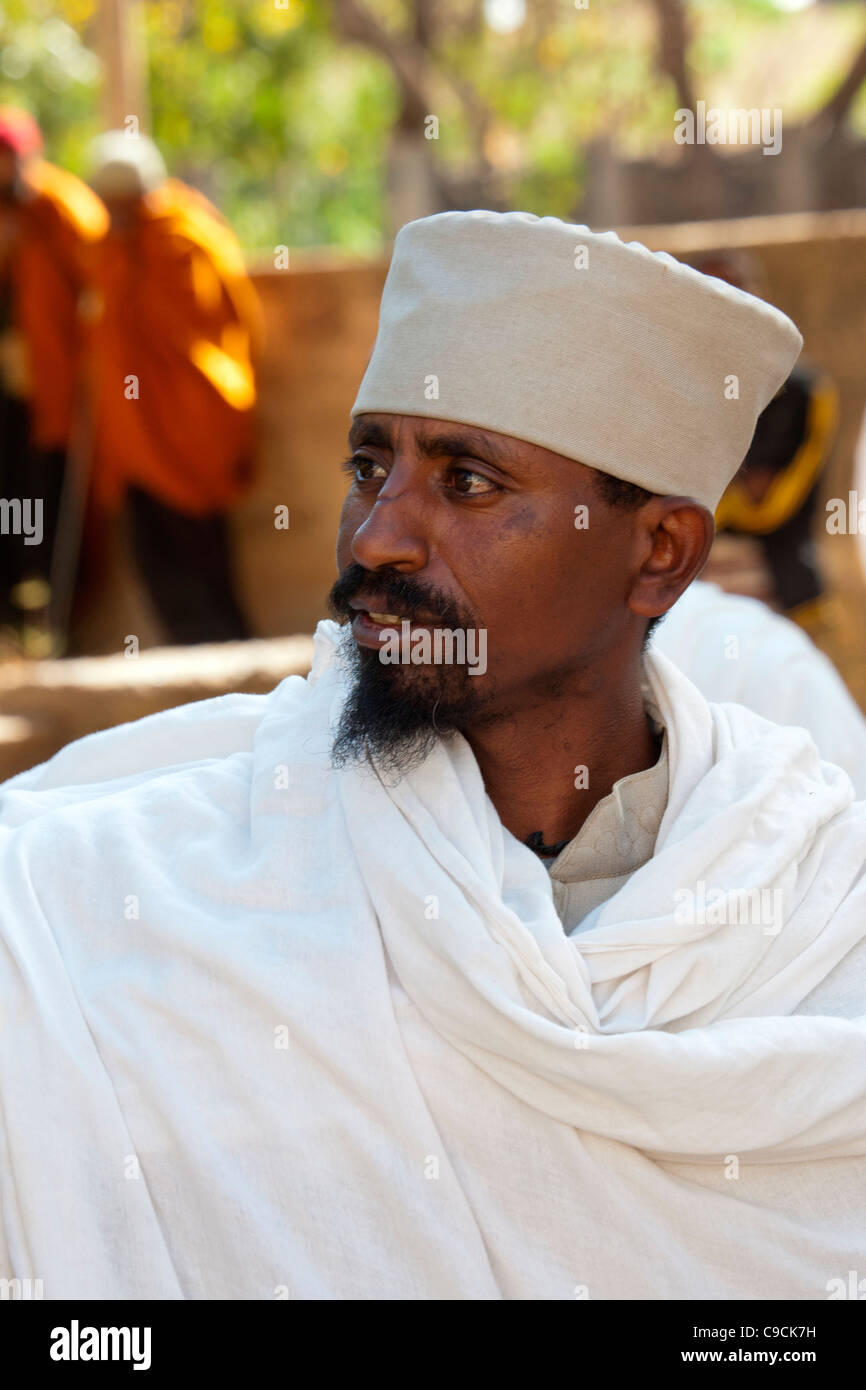 An Orthodox Christian priest attends an out-side service at St Mary of ...