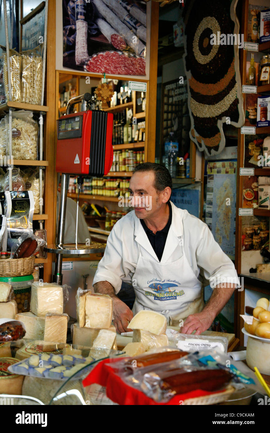Grocery shop outside the San Benedetto Market, Cagliari, Sardinia ...