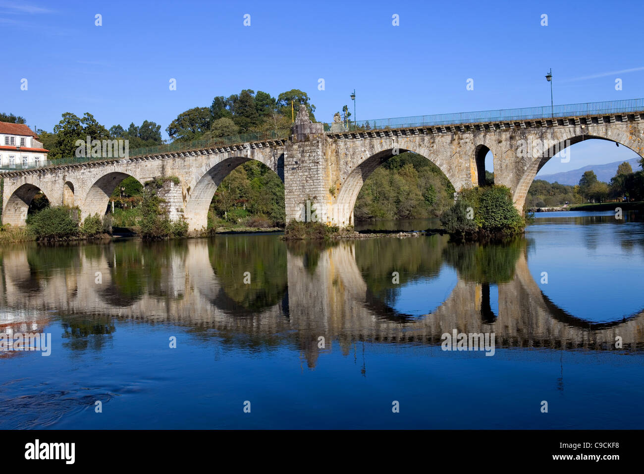 ancient roman bridge of Ponte da Barca in the north of portugal Stock ...