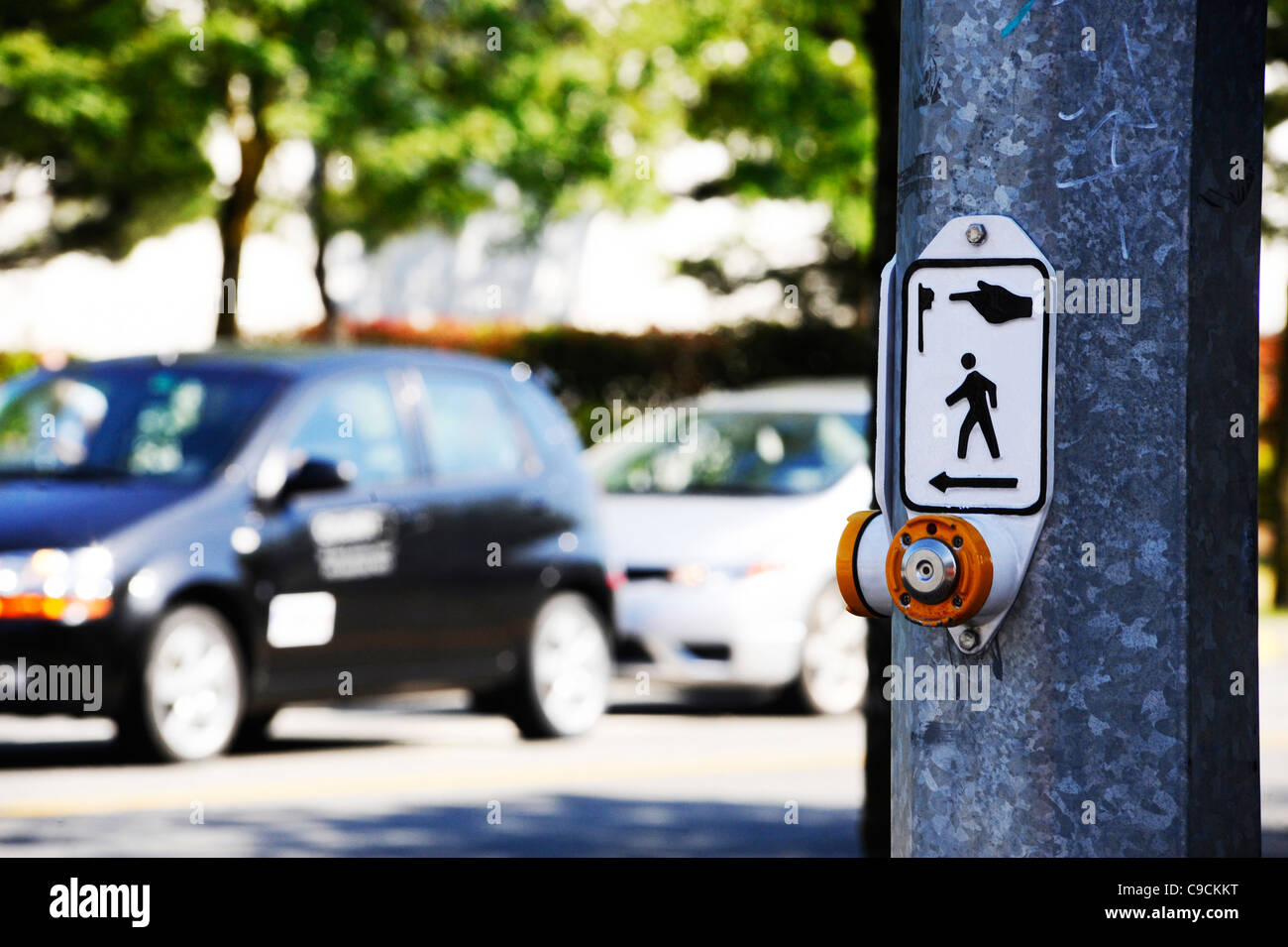 A pedestrian crossing button in Vancouver, Canada Stock Photo - Alamy