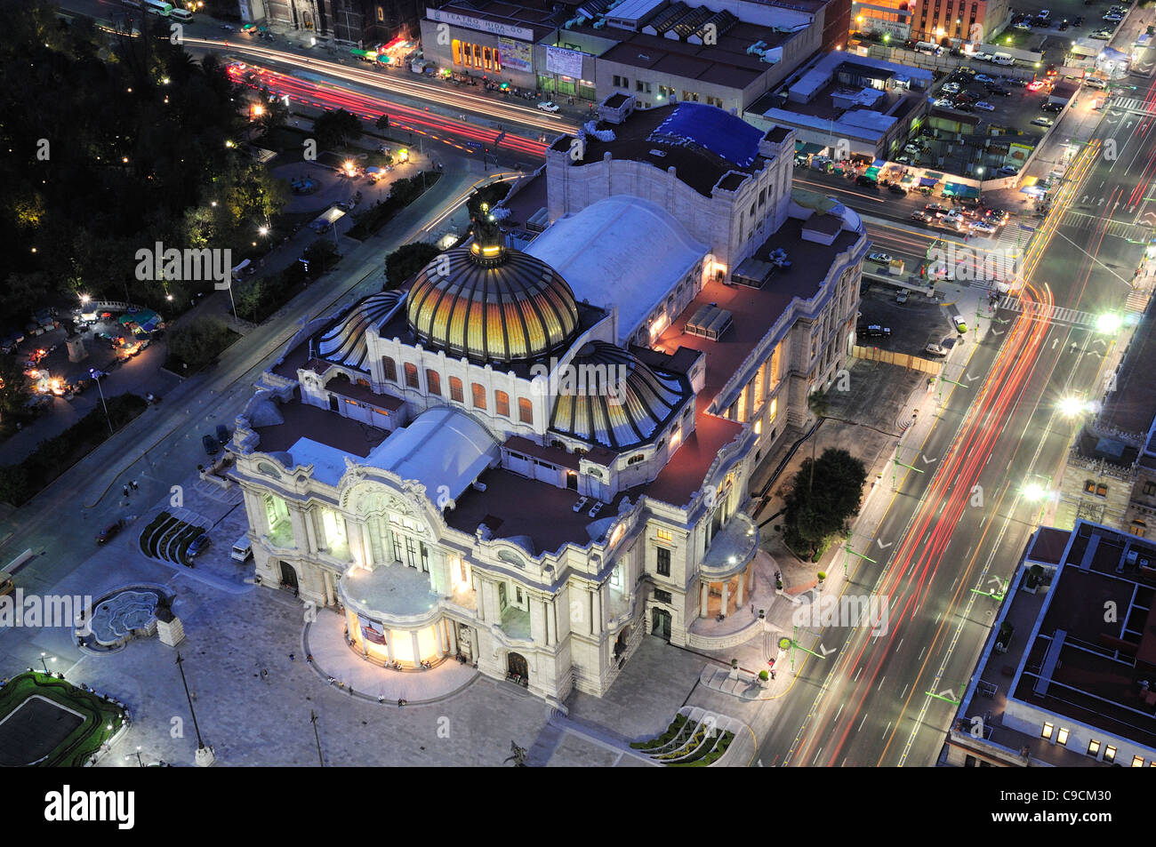 Mexico, Federal District, Mexico City, View over Palacio Bellas Artes ...