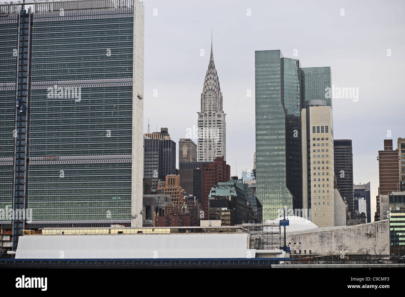 Chrysler Building seen from tourist boat trip Manhattan New York NYC ...