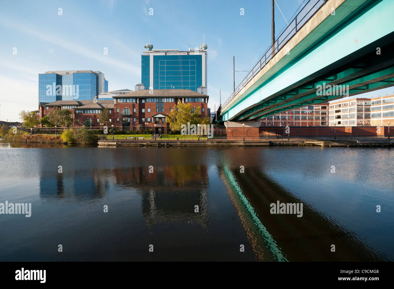 The Exchange Quay office buildings reflected in the Manchester Ship ...