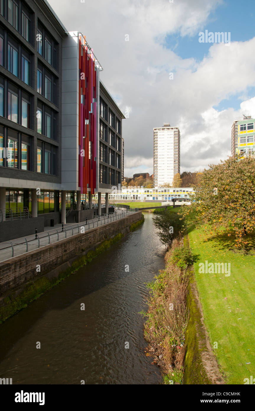 Rochdale Sixth Form College, Architects: Seven, 2010. By the river Roch ...