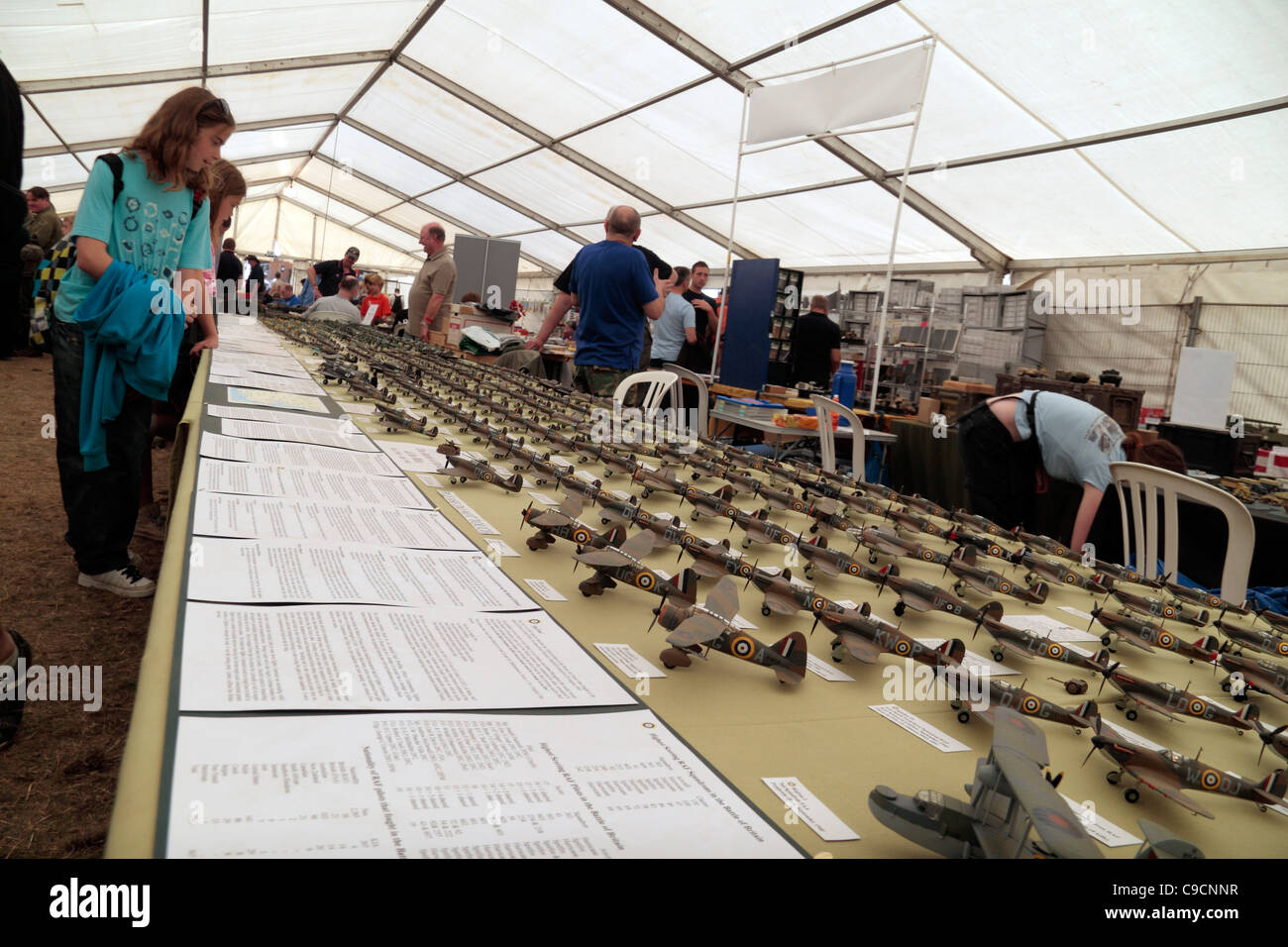 Tables of miniature Spitfire & Hurricane model aircraft on sale at the ...