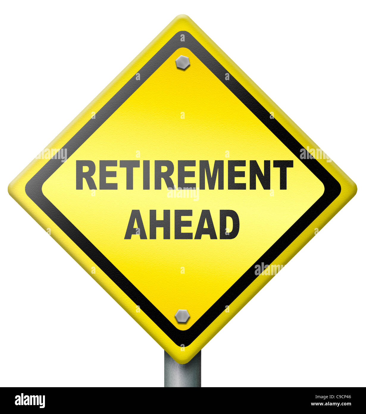 retirement ahead retire fund or plan diamond shaped yellow sign golden ...
