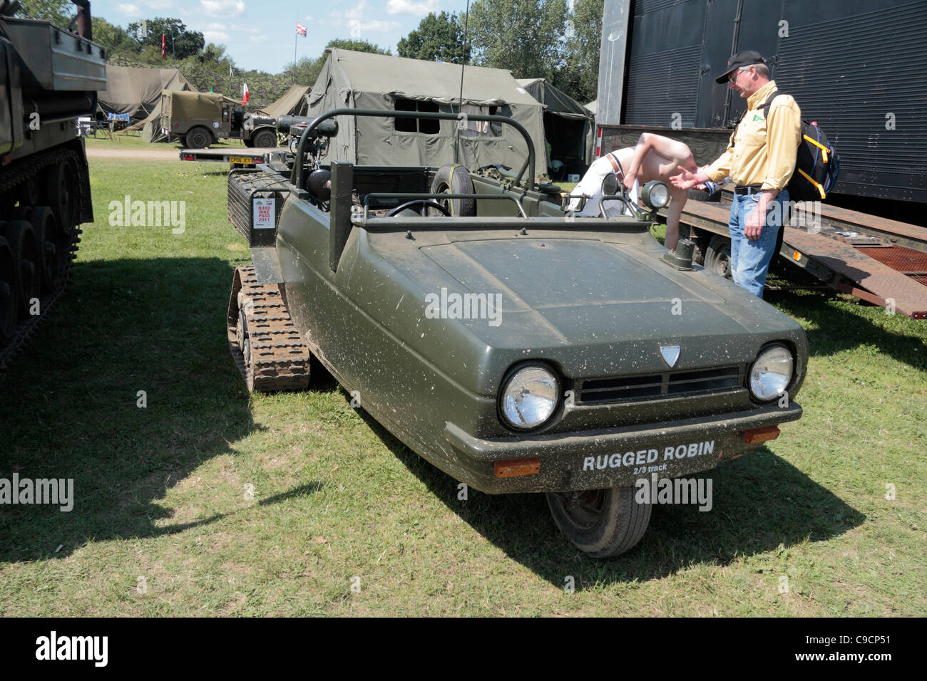 A rugged robin 2/3 track amphibious machine gun carrier vehicle on ...
