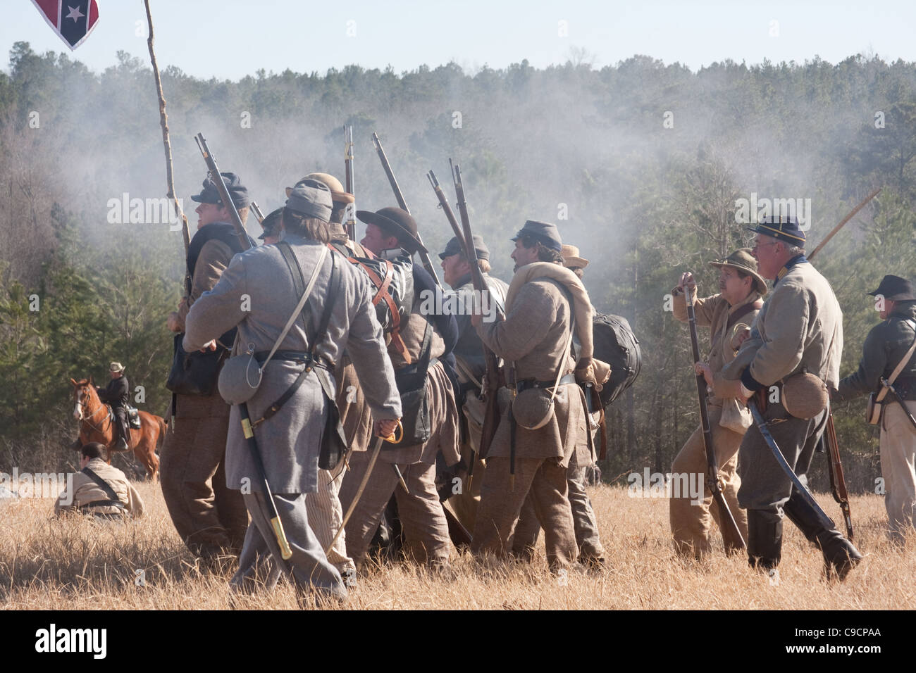 Civil war battle in progress at a civil war reenactment Stock Photo - Alamy