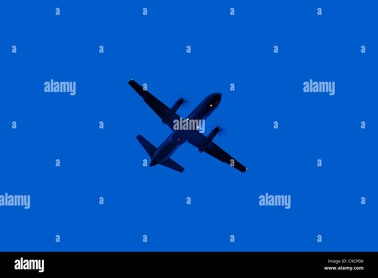 airplane night lights blue sky fly plane Stock Photo - Alamy