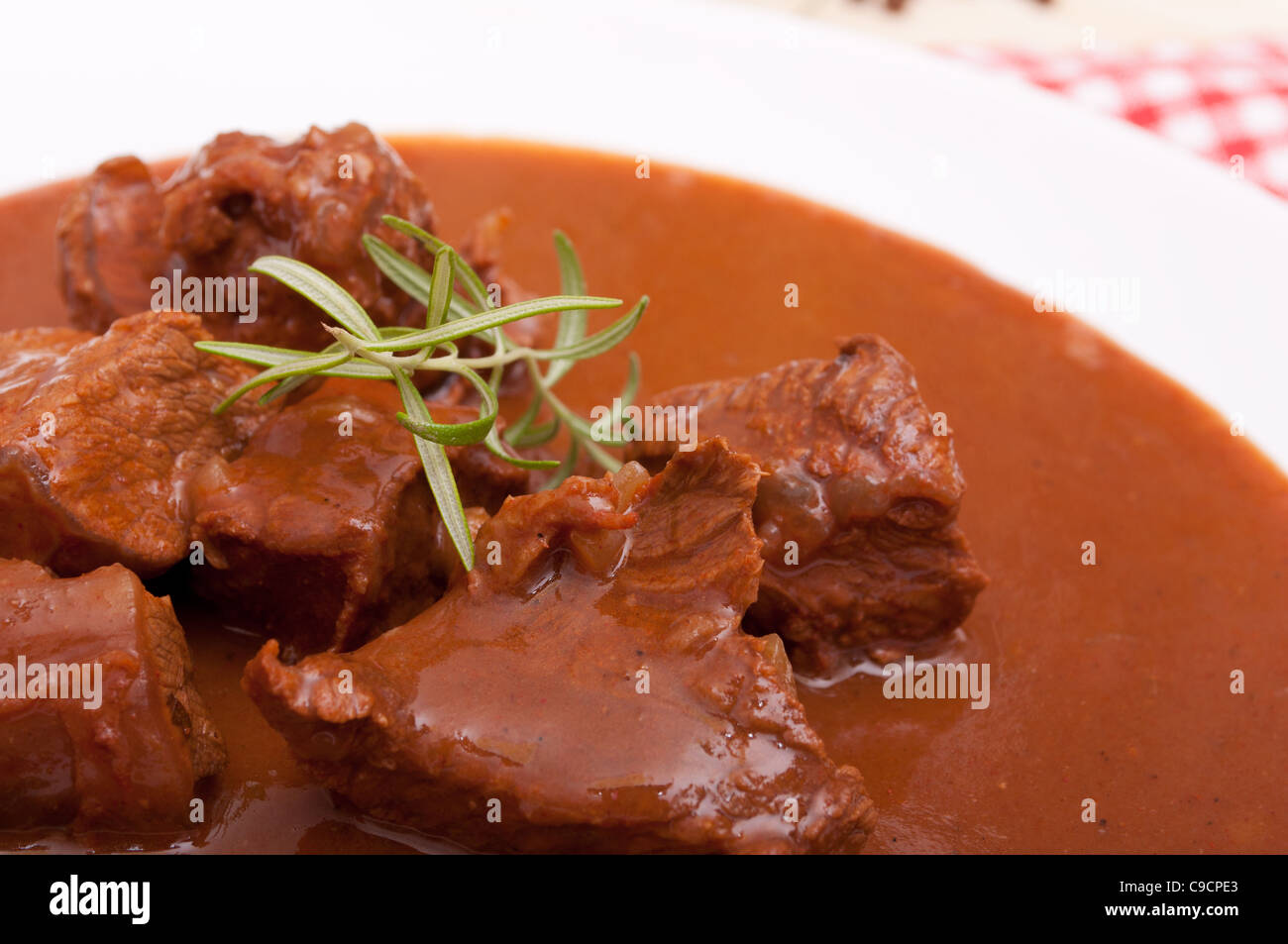 Closeup of Traditional Venison Goulash on White Plate Stock Photo - Alamy