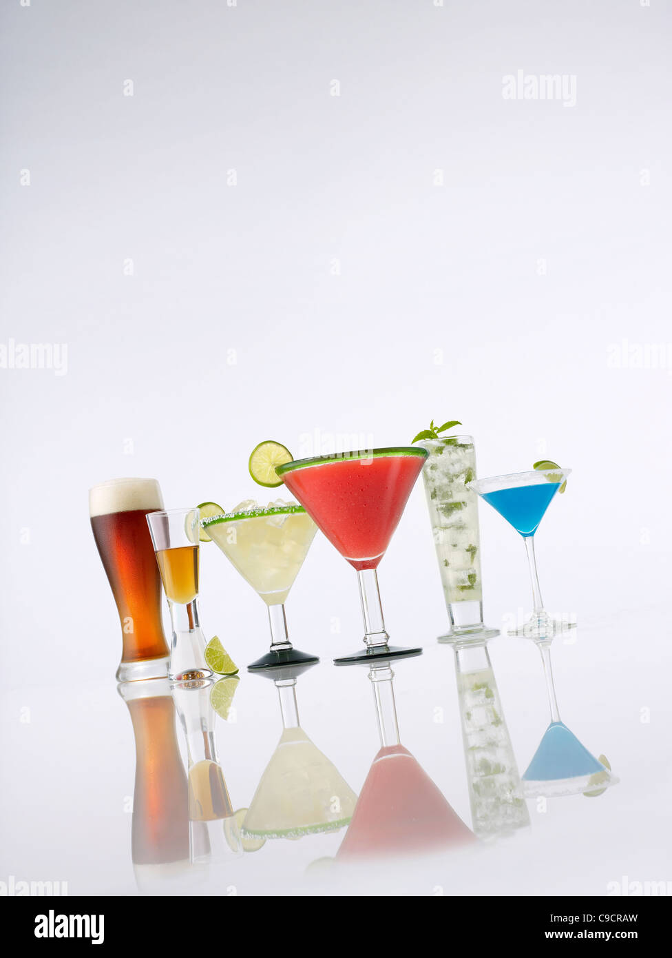 Assorted cocktail drinks on white Stock Photo - Alamy