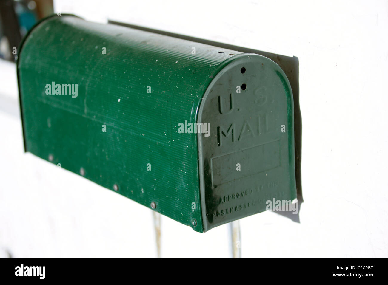 Green US Mail box. on White wall Stock Photo - Alamy
