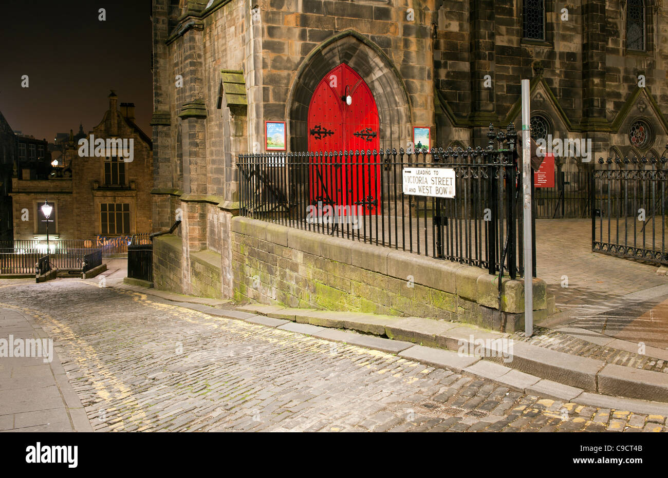 Corner of St. Columba's Free Church of Scotland on Upper Bow, Edinburgh ...
