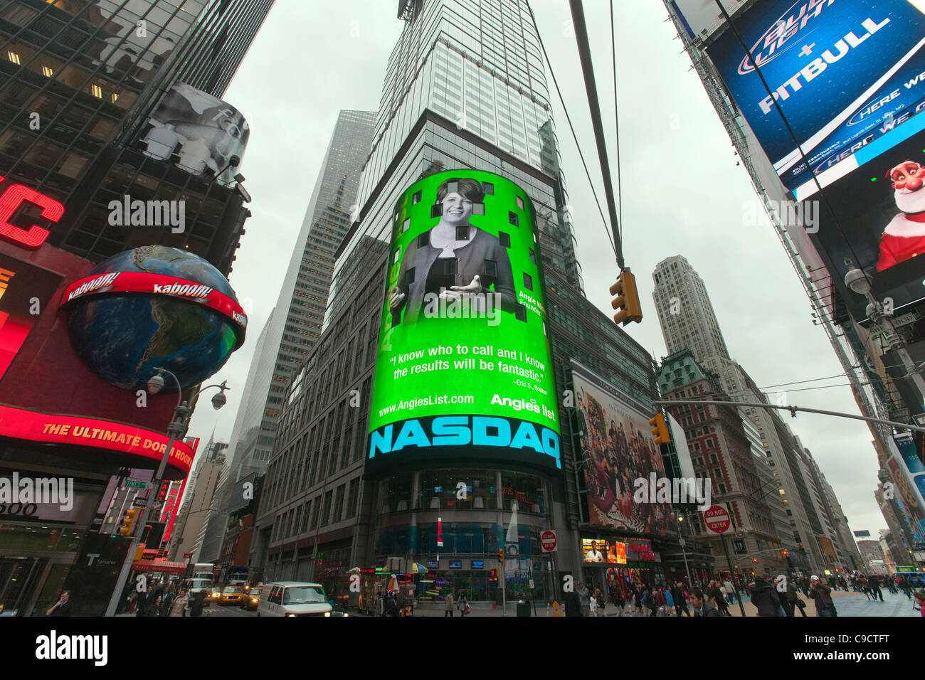 The illuminated display of the Nasdaq headquarters promotes Angie's ...