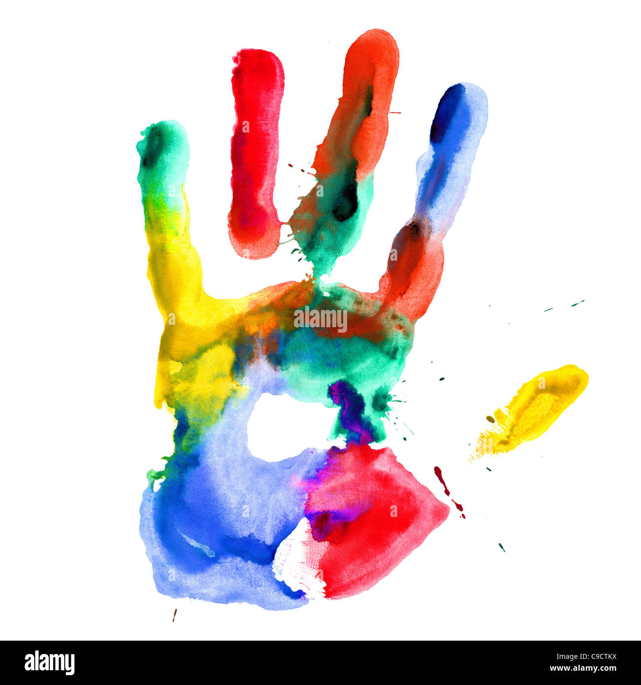 Close up of colored hand print on white background Stock Photo - Alamy