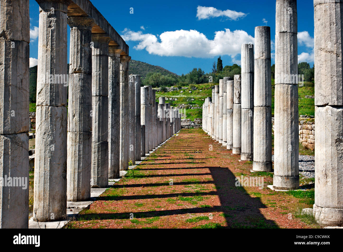 The Peristyle of the Stadium in the archaeological site of Messene (or ...