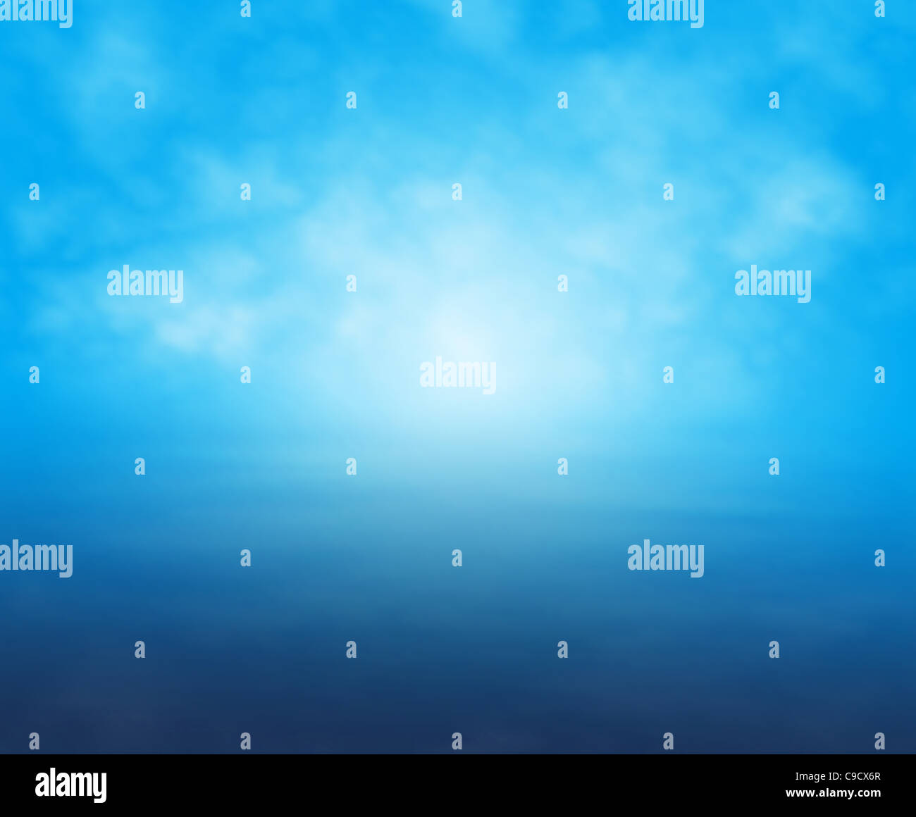 Illustration of a misty light over water in blue Stock Photo - Alamy