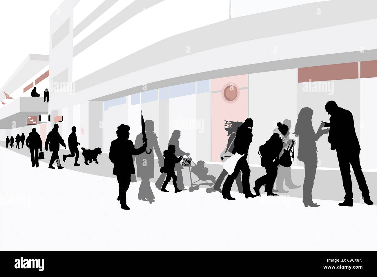 Silhouettes people walking down street hi-res stock photography and ...