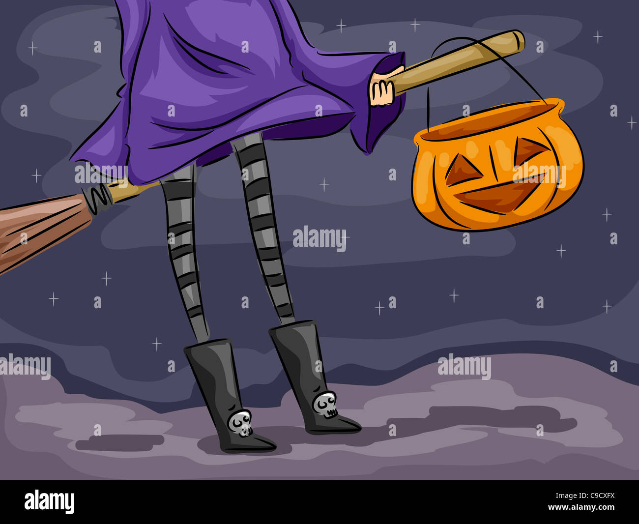 Witch on a broomstick hi-res stock photography and images - Alamy