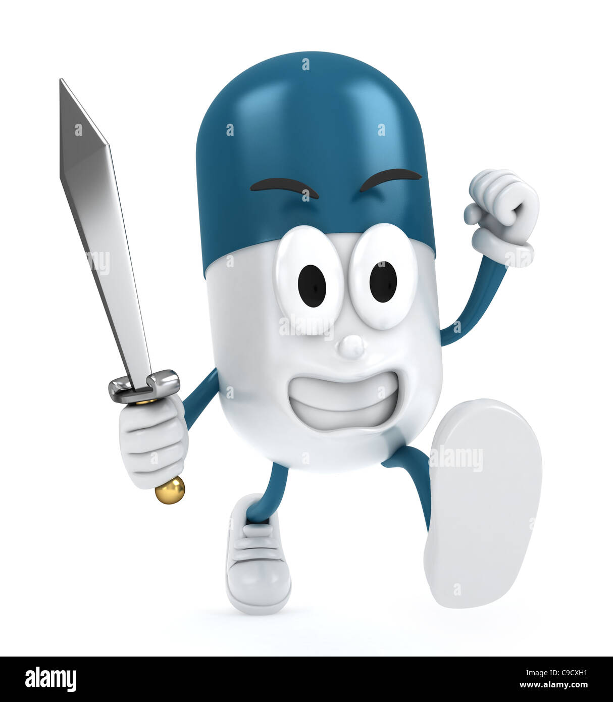 3D Illustration of an Angry Capsule Charging Stock Photo - Alamy